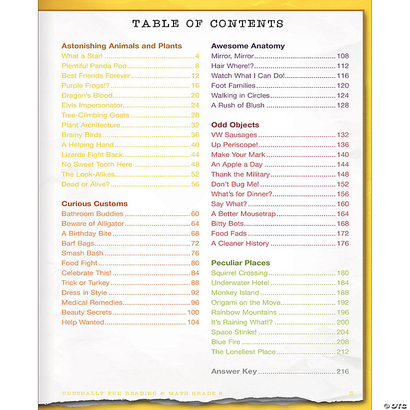 Unusually Fun Reading & Math Workbook, Grade 5 | Oriental Trading