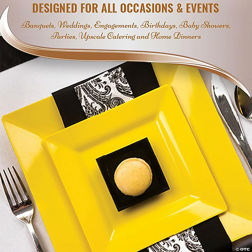Yellow Square Plastic Dinnerware Value Set (20 Settings)