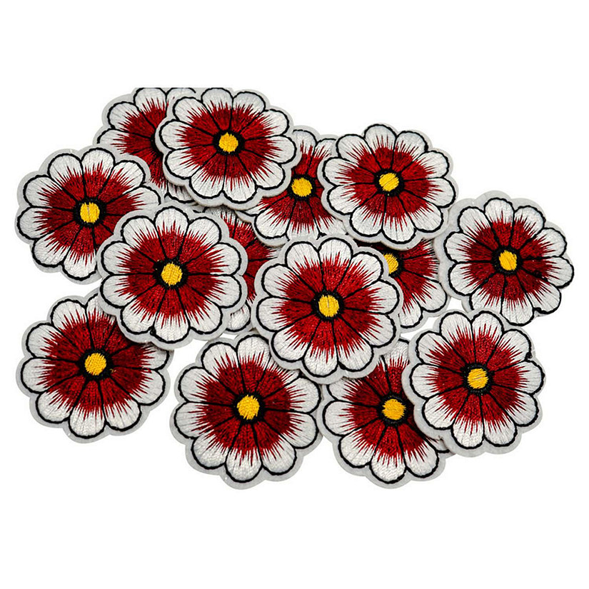1 1/2" Burgundy Daisy Flower Iron On Patch 72 Pack | Oriental Trading