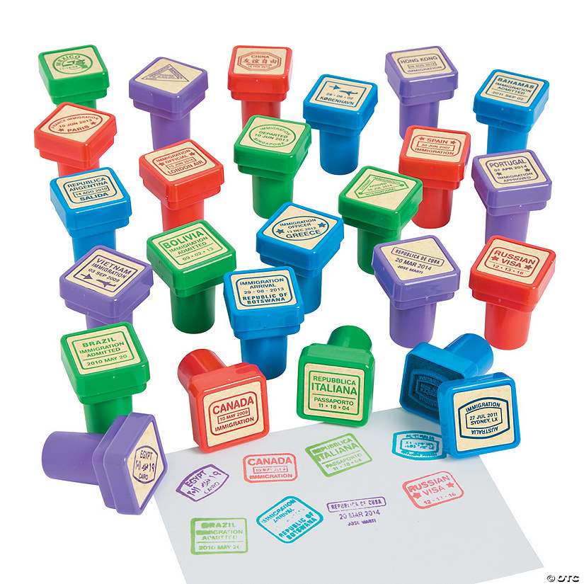 1 1/2" Passport Self-Inking Plastic Stampers - 24 Pc. | Oriental Trading