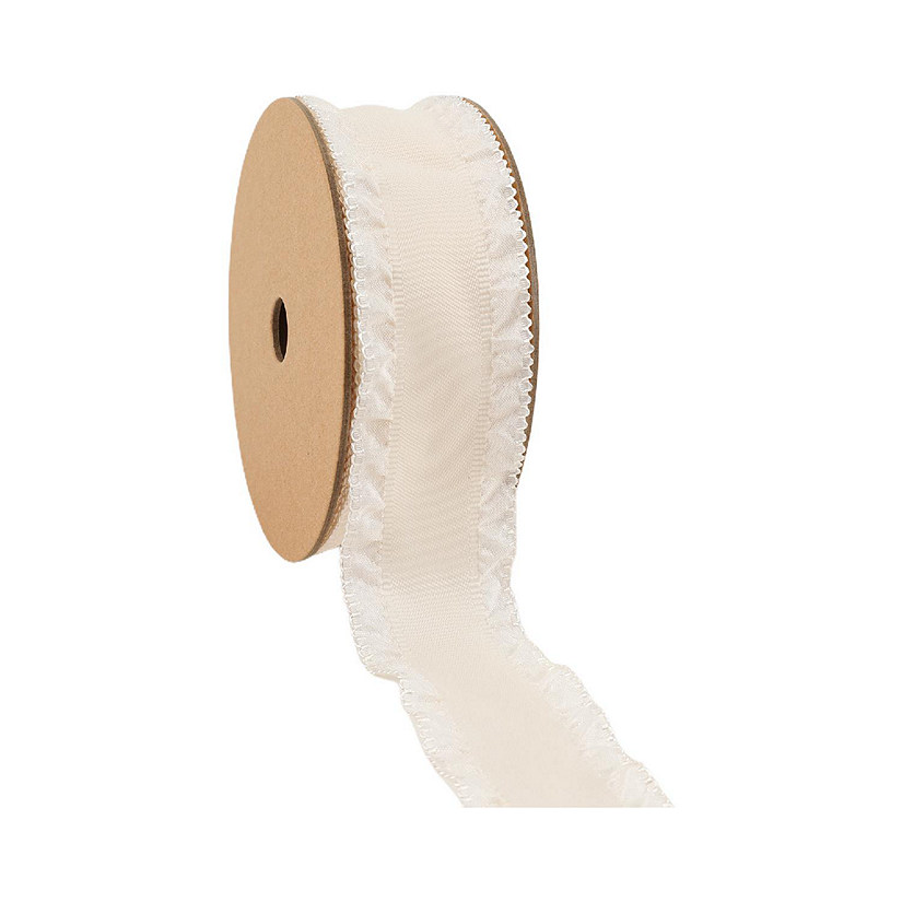 1 1/2" Ruffle Ribbon - Ivory - 20 Yard Roll | Oriental Trading