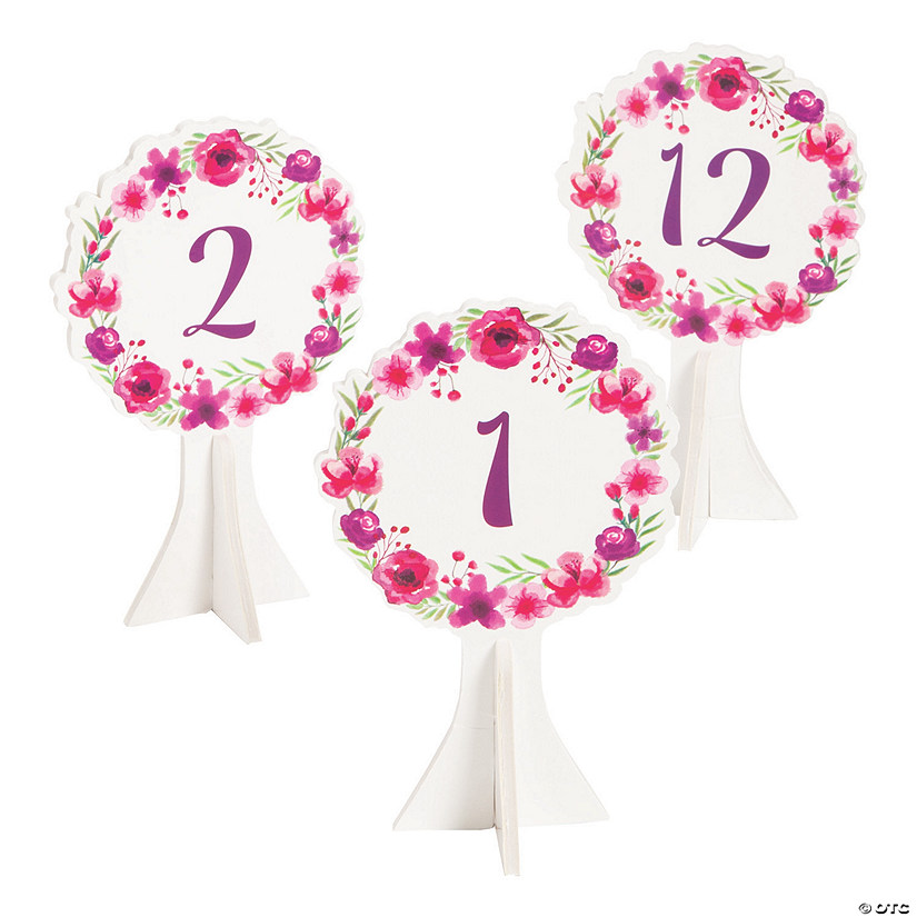1-12 Floral Wreath Table Numbers - 12 Pc. | Oriental Trading