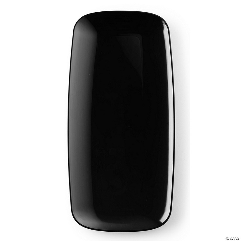 10.6" x 5" Solid Black Flat Raised Edge Rectangular Disposable Plastic ...