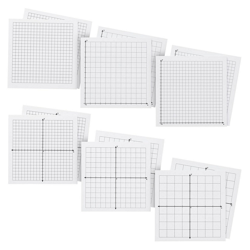 10 Pack Mini Graph Paper Sticky Notes in 6 Designs, 25 Sheets per Pad ...