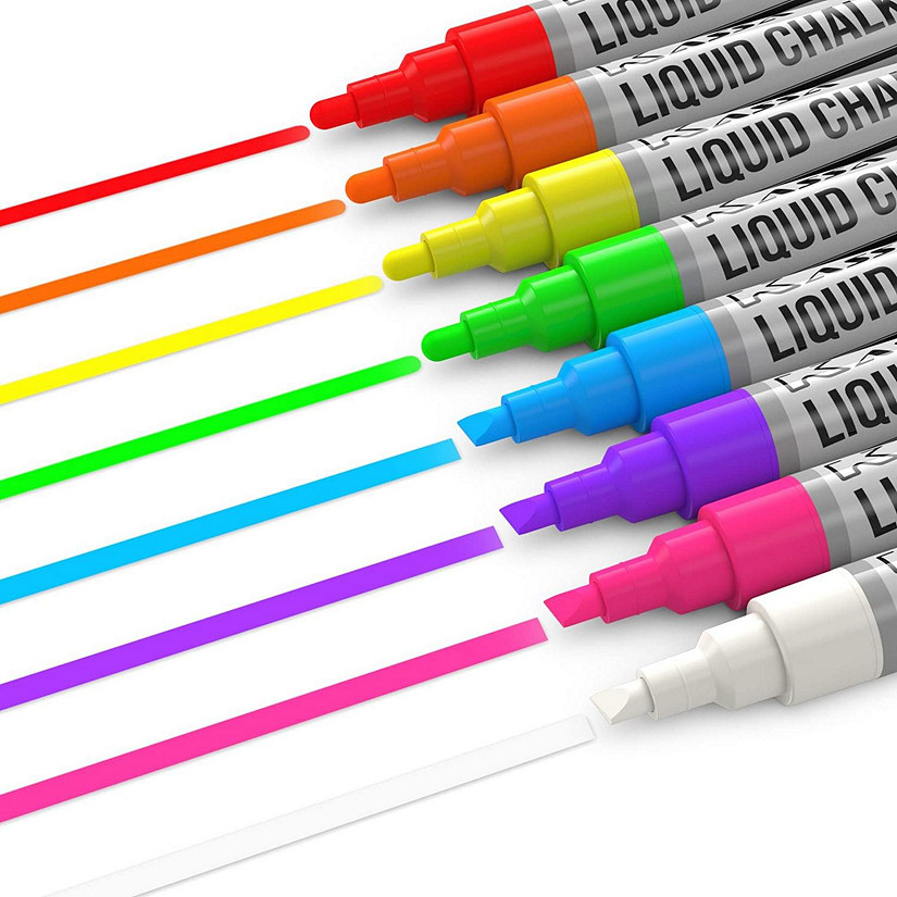10-Pack Neon Multicolor Chalk Markers - Includes Reversible Bullet ...
