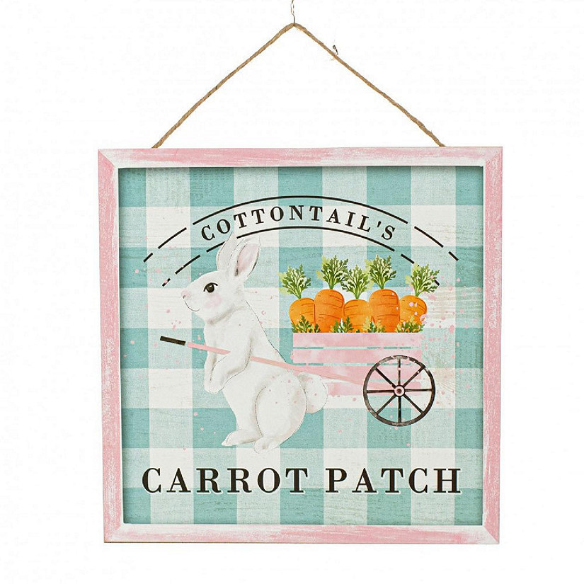 10" Square Wooden Sign: Cottontail's Carrot Patch | Oriental Trading