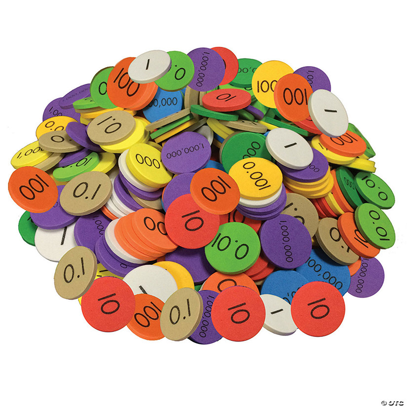 10-Value Decimals to Whole Numbers Place Value Discs, 250 Discs ...