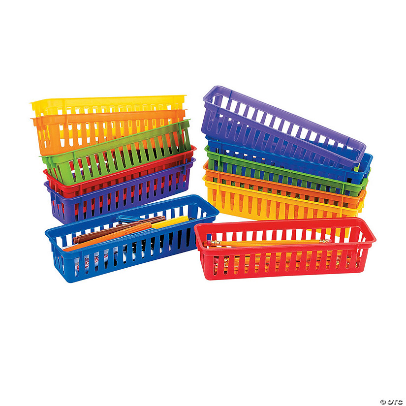 10" x 2 1/4" Classroom Pencil & Marker Plastic Baskets - 12 Pc ...