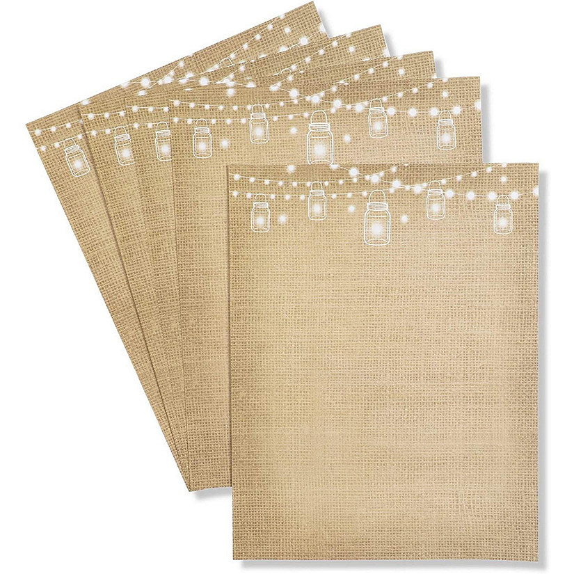 100 Sheets Rustic Stationery, String Light with Mason Jar 8.5 x 11 In ...