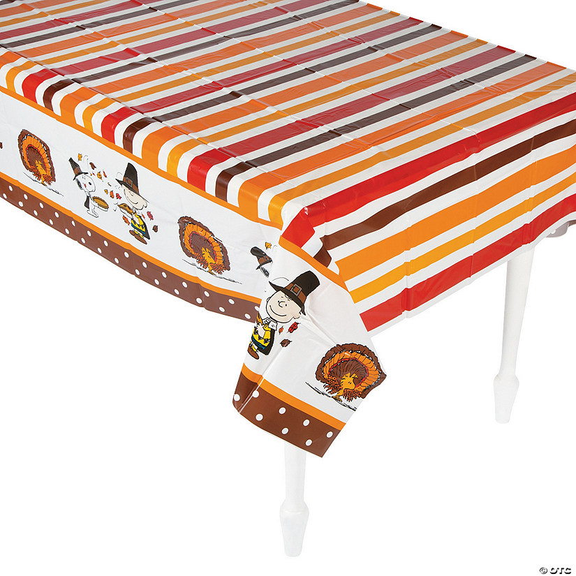 108" x 54" Peanuts ® Thanksgiving Rectangle Disposable Plastic Tablecloth