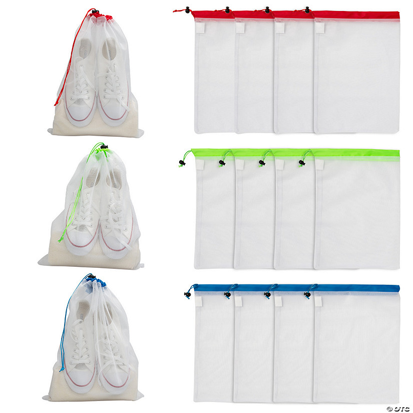 11 1/2" x 17" White Mesh Drawstring Bags - 12 Pc. | Oriental Trading