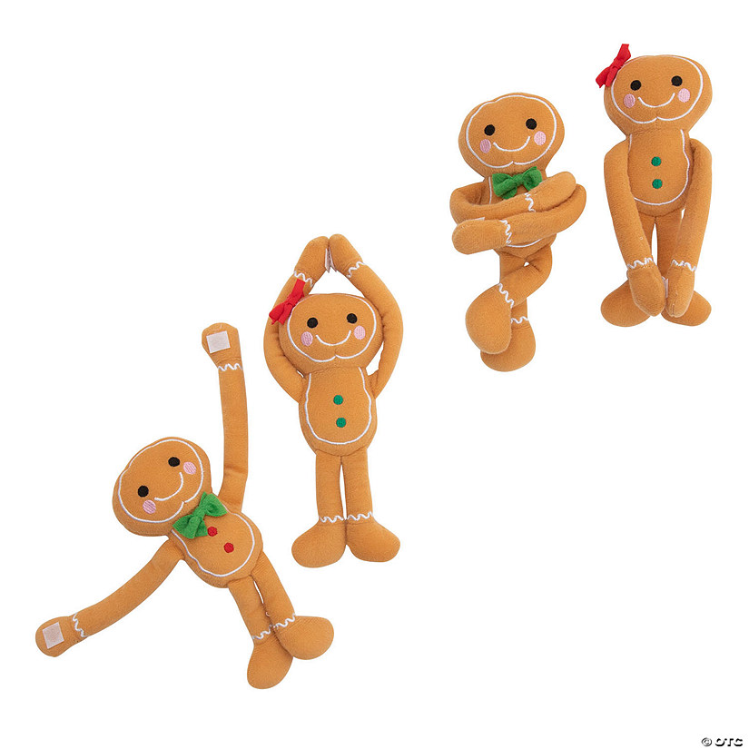 11" Classic Long Arm Brown Stuffed Gingerbread Characters - 12 Pc.