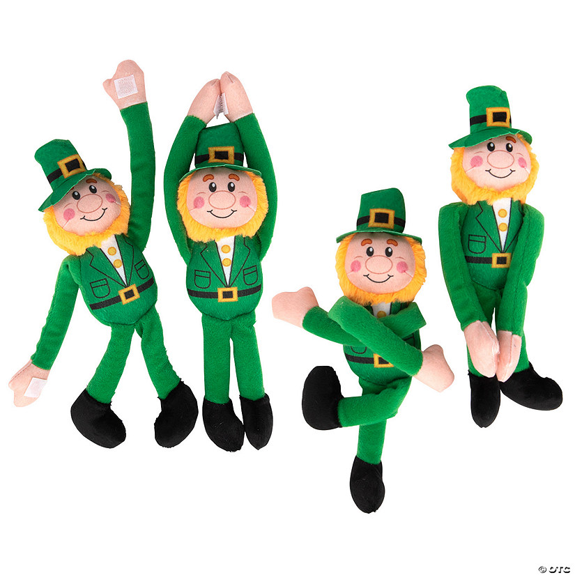 11" St. Patrick's Day Long Arm Stuffed Leprechauns - 12 Pc.