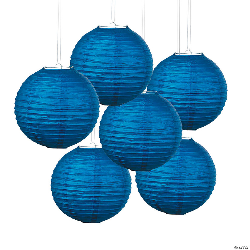 12" Blue Hanging Paper Lanterns – 6 Pc. | Oriental Trading