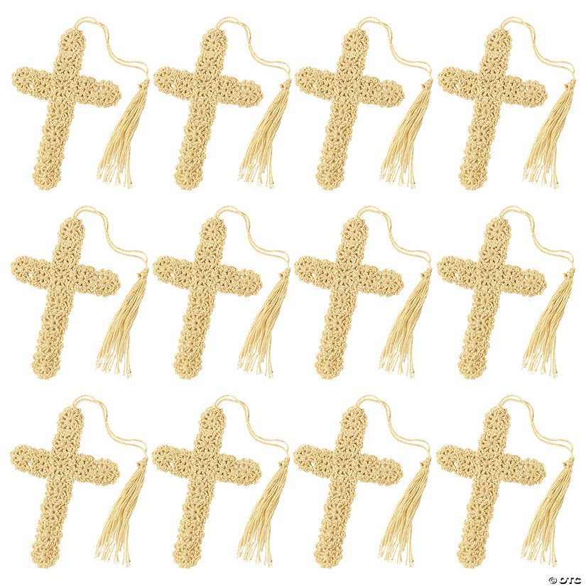 12" Crocheted Cross-Shaped White Lace Bookmarks - 12 Pc. | Oriental Trading