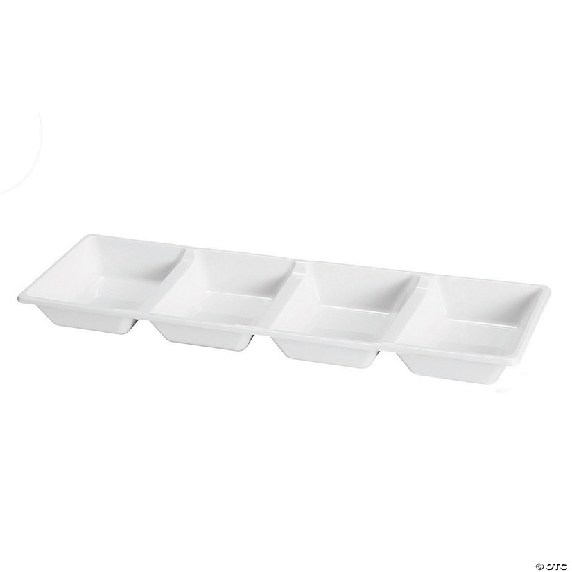 16" x 5" White 4-Section Rectangular Disposable Plastic Trays (18 Trays ...