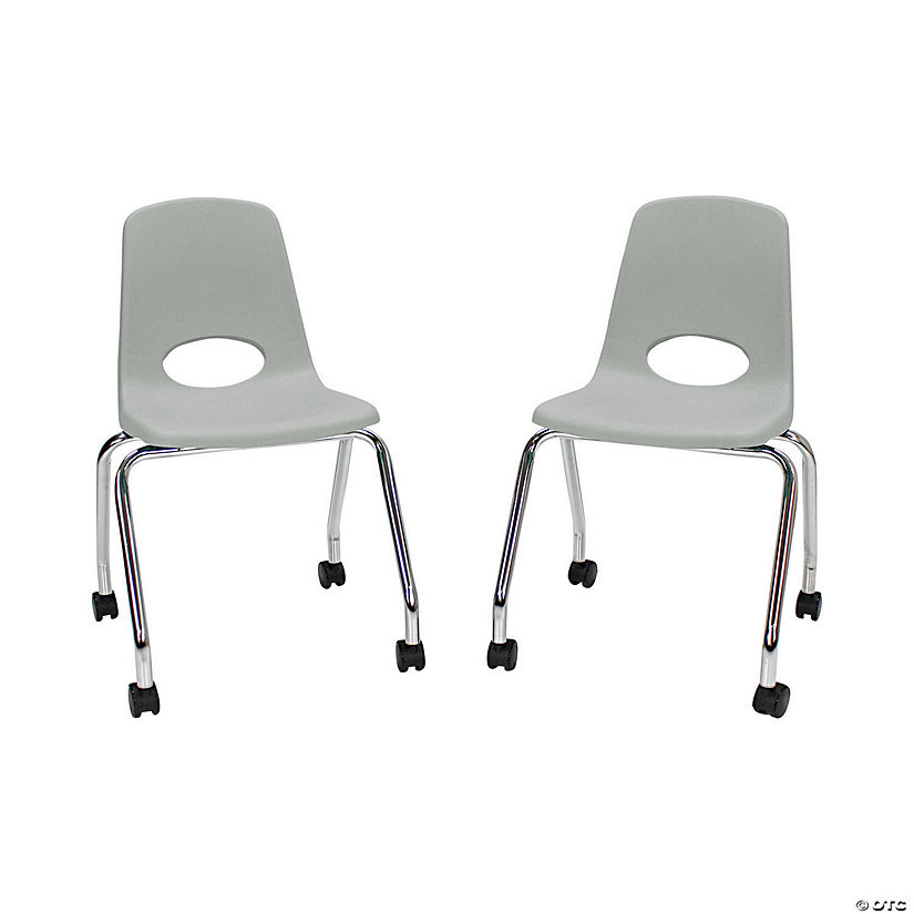 18" Mobile Chair with Casters, 2-Pack - Light Gray