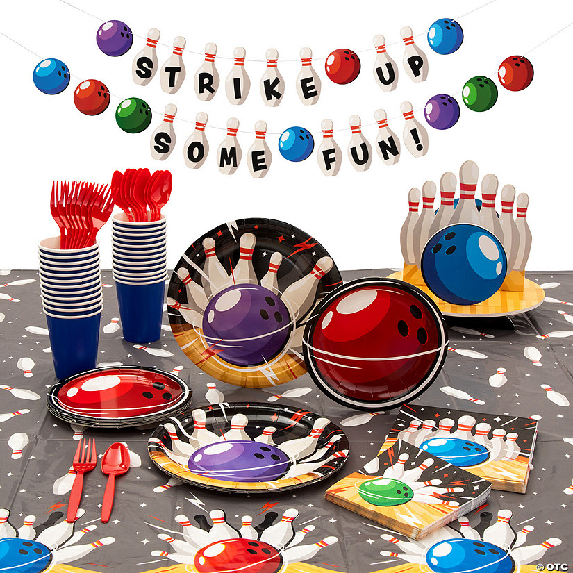 189 Pc. Bowling Party Disposable Tableware Kit for 24 Guests