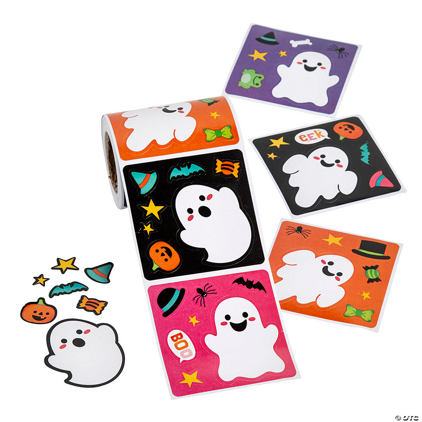 2 1/2" x 2 1/2" Mini Make-a-Scene Ghost Sticker Roll - 100 Pc.