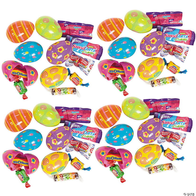 2 1/4" Bulk 144 Pc. Candy-Filled Bright Printed Plastic Easter Eggs ...