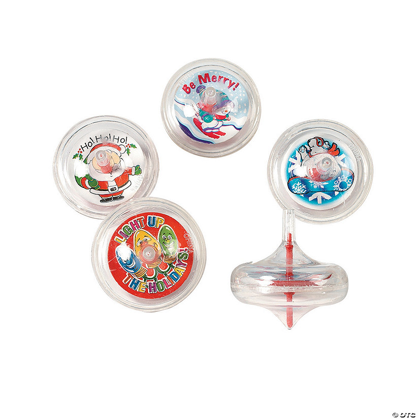 2 1/4" Classic Holiday Swirl Plastic Spin Tops - 12 Pc.