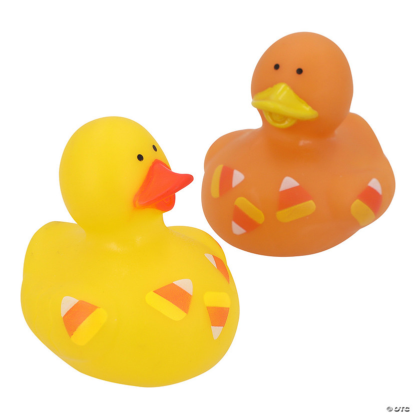 2" Bright Orange & Yellow Candy Corn Rubber Ducks - 12 Pc.
