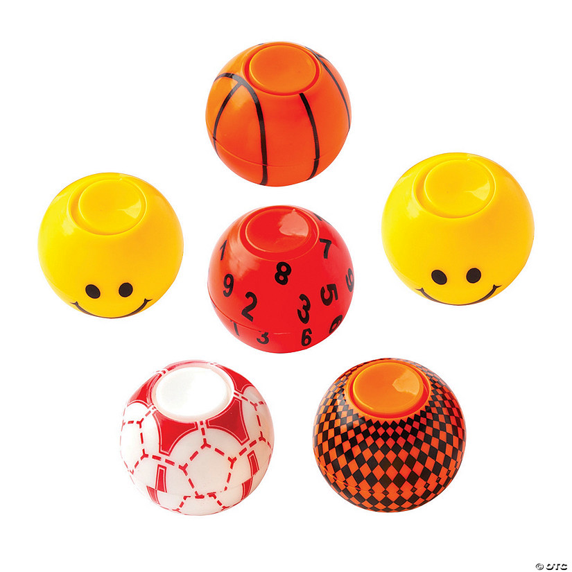 2" Everyday Fun Patterned Plastic Fidget Spinner Balls - 6 Pc ...