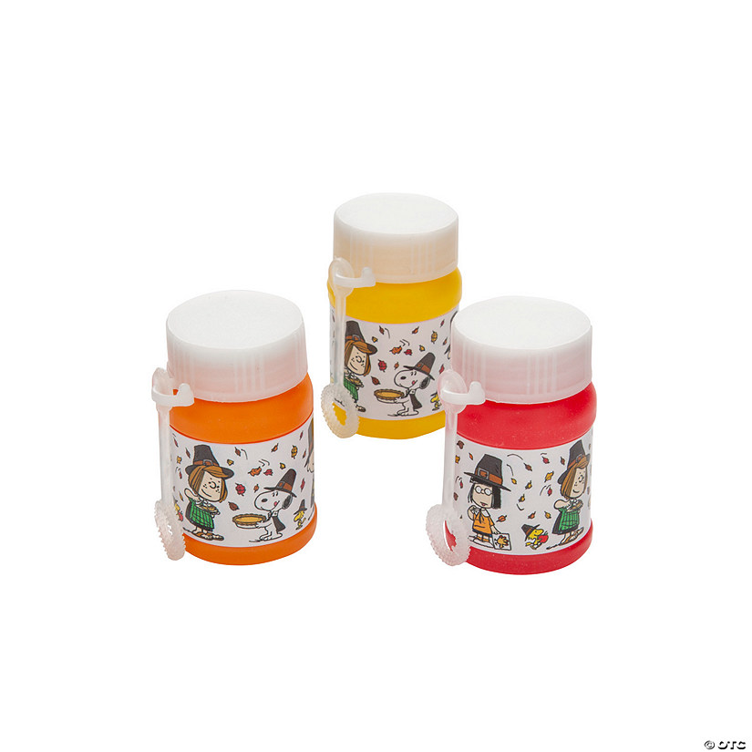 2" Mini Peanuts® Thanksgiving Plastic Bubble Bottles - 24 Pc ...