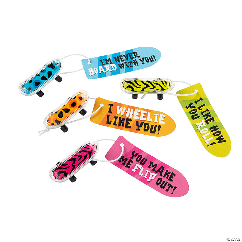 2" Mini Skateboard Valentine Exchanges with Card for 36