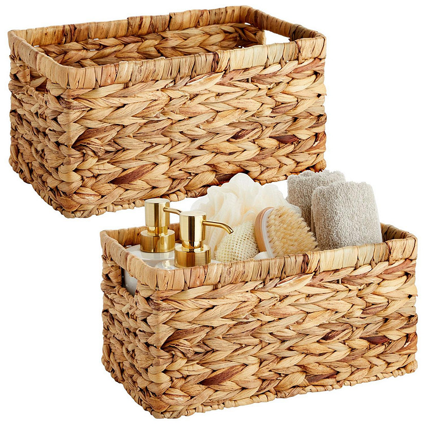 2 Pack Small Rectangular Wicker Baskets for Shelves, 6 Inch Wide Hand ...