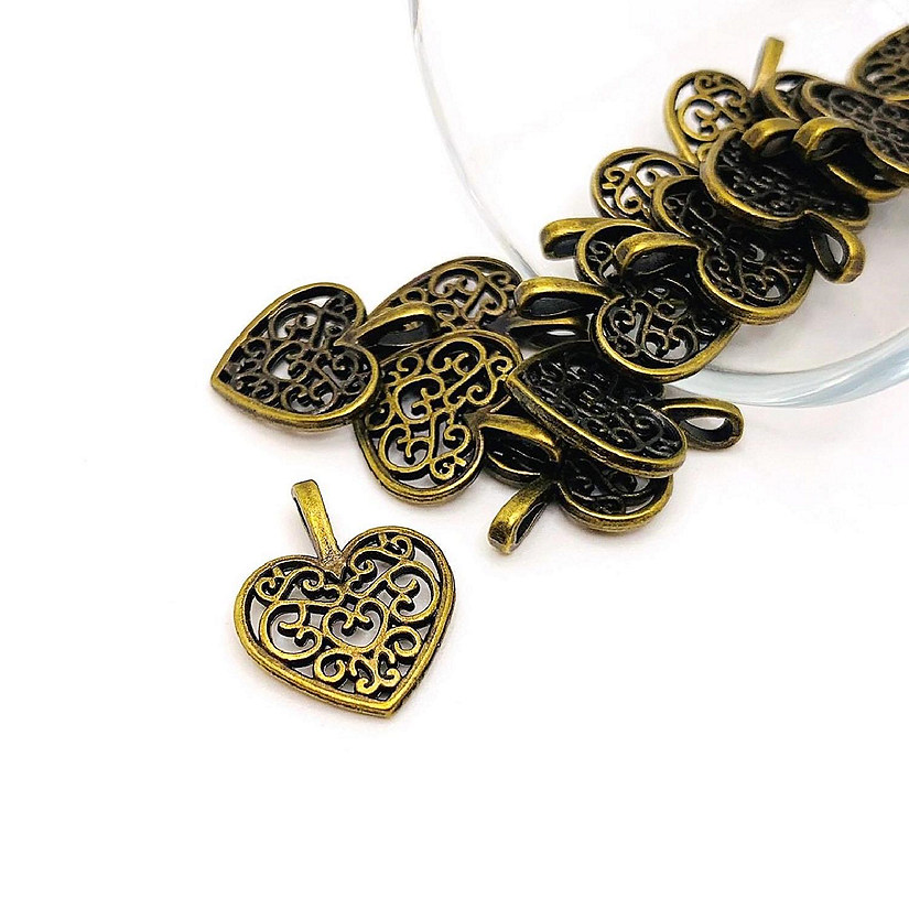 20 Pcs Filigree Scroll Heart Charms | Oriental Trading