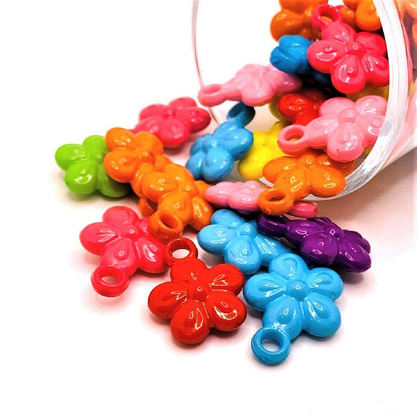 20 Pcs Multi-color Acrylic Flower Charms