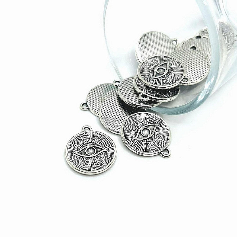 20 Pcs Silver Evil Eye Coin Charms