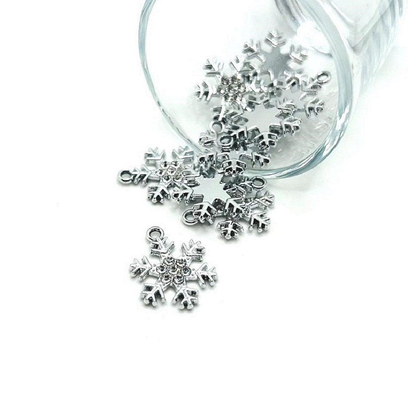 20 Pcs Silver Sparkly Snowflake Charms | Oriental Trading