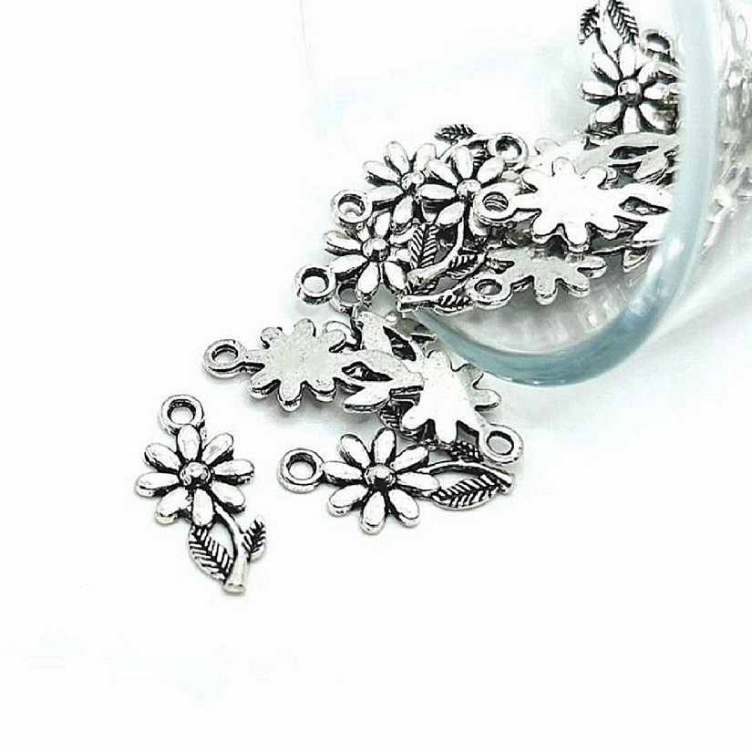 20 Pieces Small Silver Flower Charms | Oriental Trading