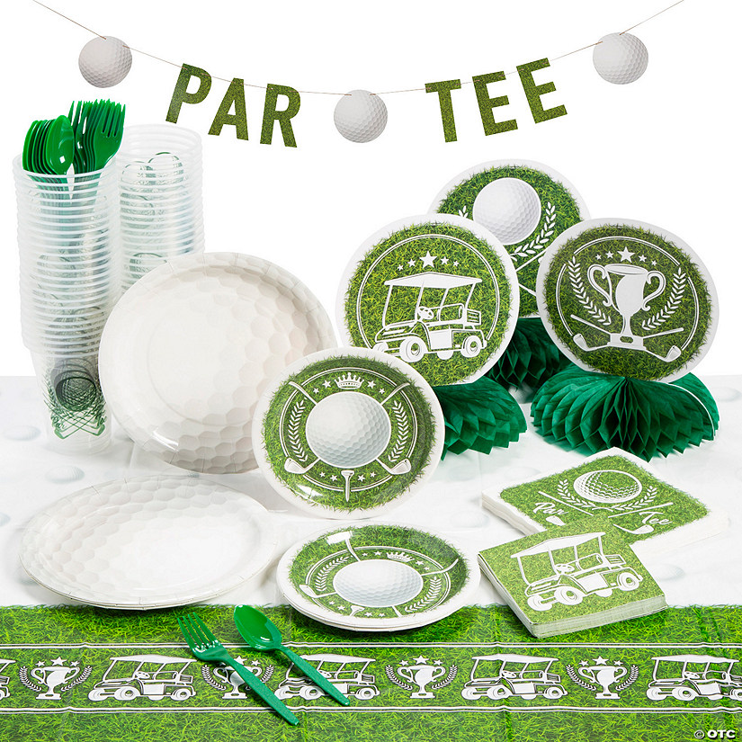 217 Pc. Golf Party Disposable Tableware Kit for 24 Guests