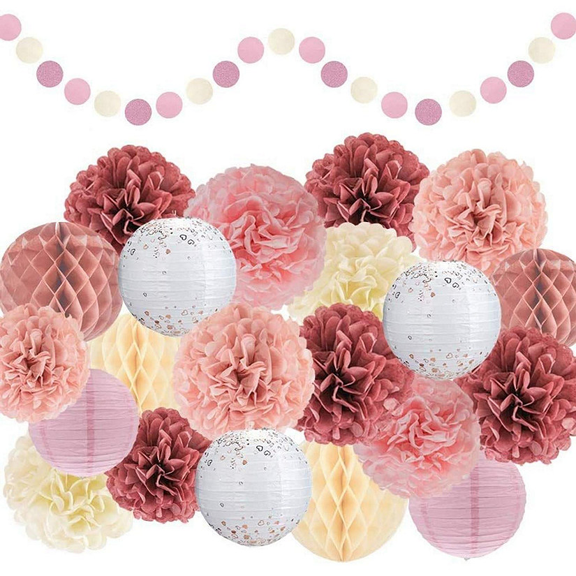 22-Piece Tissue Paper Pom Poms and Paper Lantern Party Kit - Add a ...