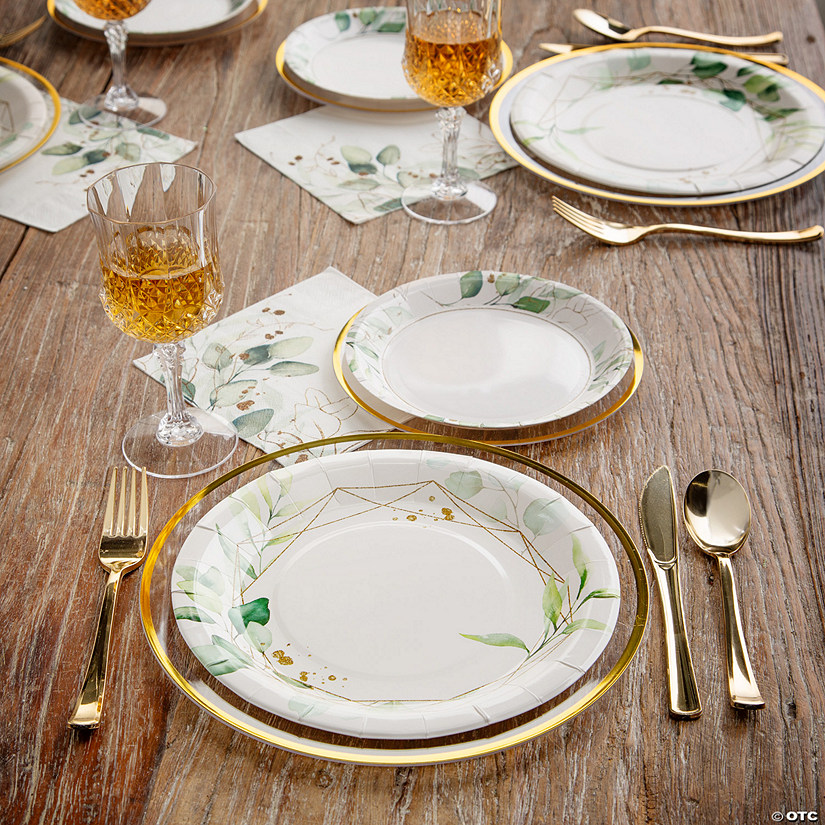 228 Pc. Eucalyptus Bridal Shower Disposable Tableware Kit for 24 Guests ...