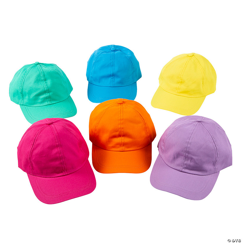 24" Bright Solid Color Polyester Baseball Caps - 12 Pc. | Oriental Trading