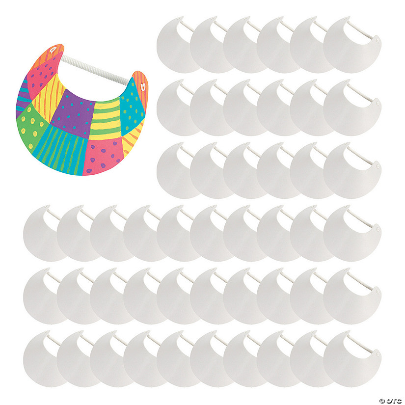 24" Circ. Bulk 48 Pc. DIY Plain White Coil Visor Coloring Crafts ...