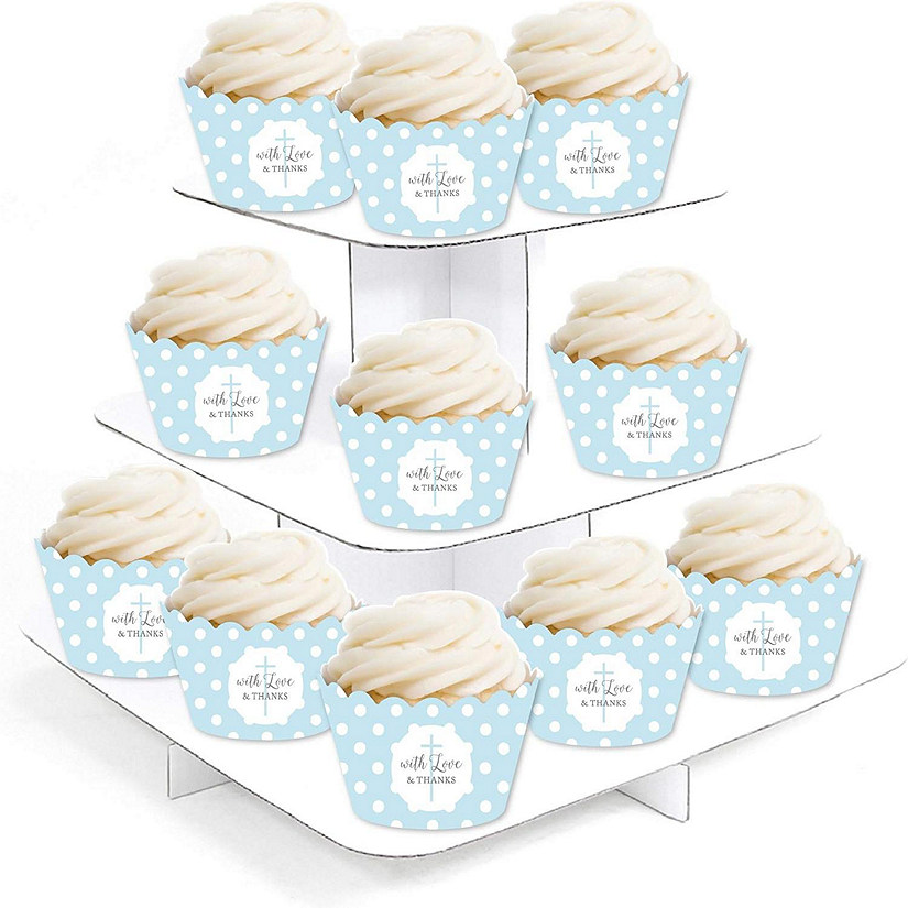 24Pcs Blue/Gray Baptism Cupcake Wrappers | Oriental Trading