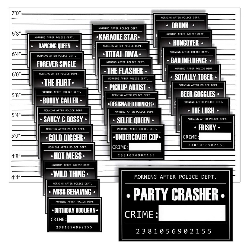 25 Pack Mugshot Signs with Height Chart for Photo Booth Backdrop, Halloween Party Supplies ...