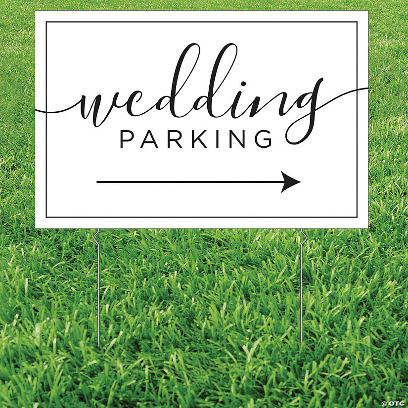 26" x 17" Double-Sided Wedding Script Parking Plastic Yard Sign ...