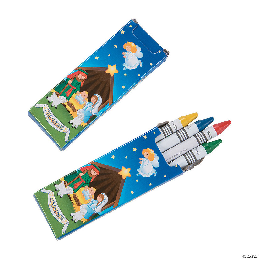 3 1/2" 4-Color Nativity Classic Pointed Crayons - 24 Boxes