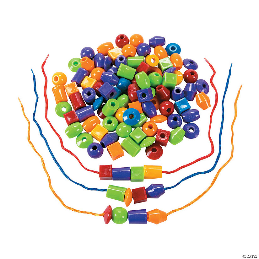 3/4" - 1" Jumbo Plastic Lacing Beads & Strings Set - 100 Pc. | Oriental ...