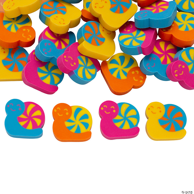 3/4" x 3/4" Candy Critters Mini Snail Character Erasers - 24 Pc ...