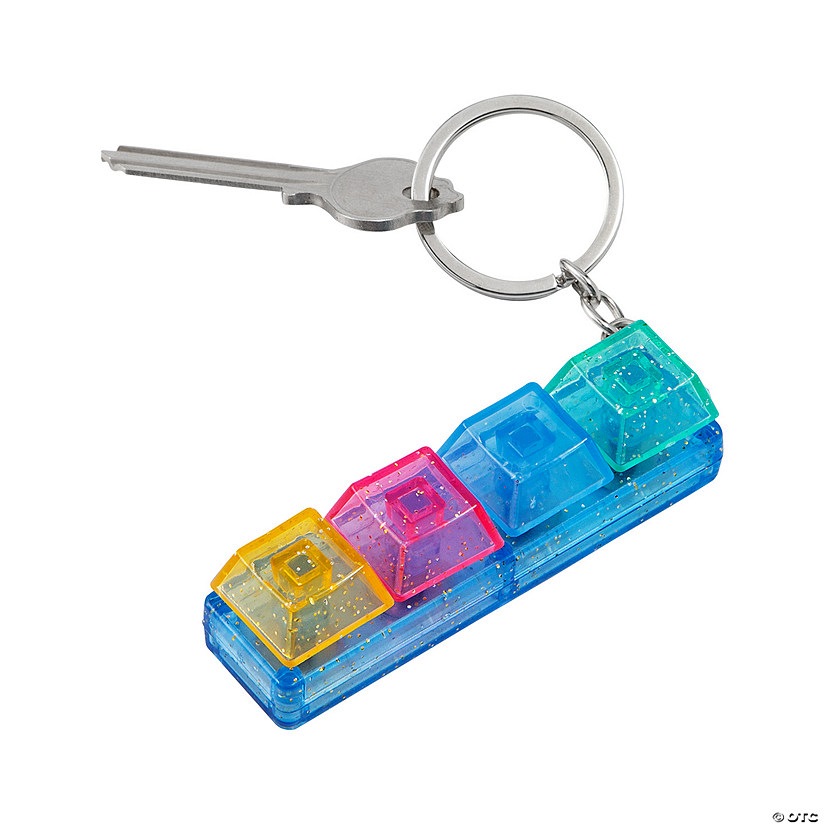 3" Keyboard Key 4-Button Fidget Clicker Toy Keychains - 12 Pc.