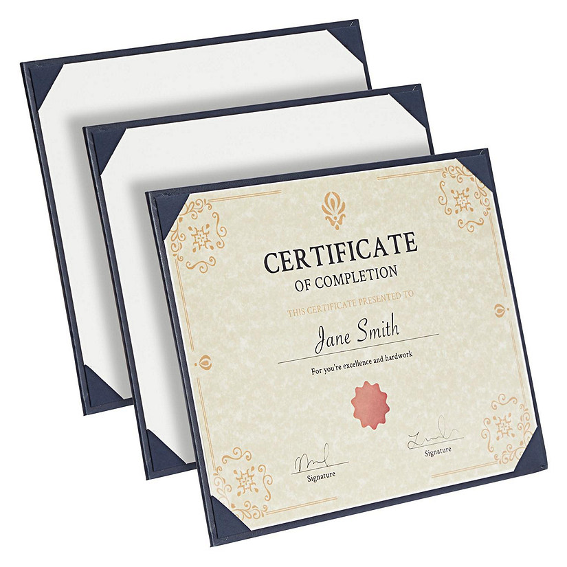 3 Pack Navy Blue Certificate Holders with Stand - Single-Sided Document ...