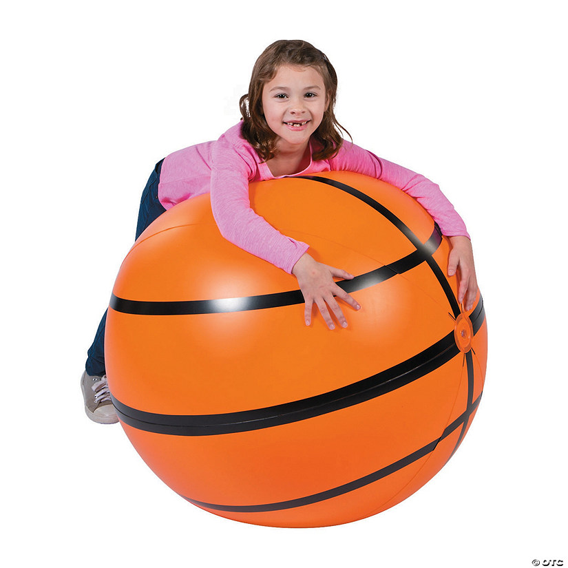 30" Inflatable Orange Extra Large Vinyl Basketball | Oriental Trading