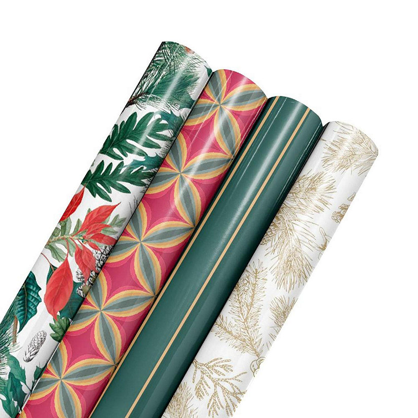 30" x 10' Wrapping Paper Bundle (4-pack) - Holiday Botanical | Oriental ...